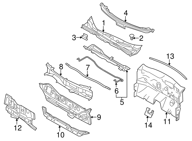 2020-2023 Nissan LEAF Cowl Grille 66862-6WK0A | Nissan Parts Plus