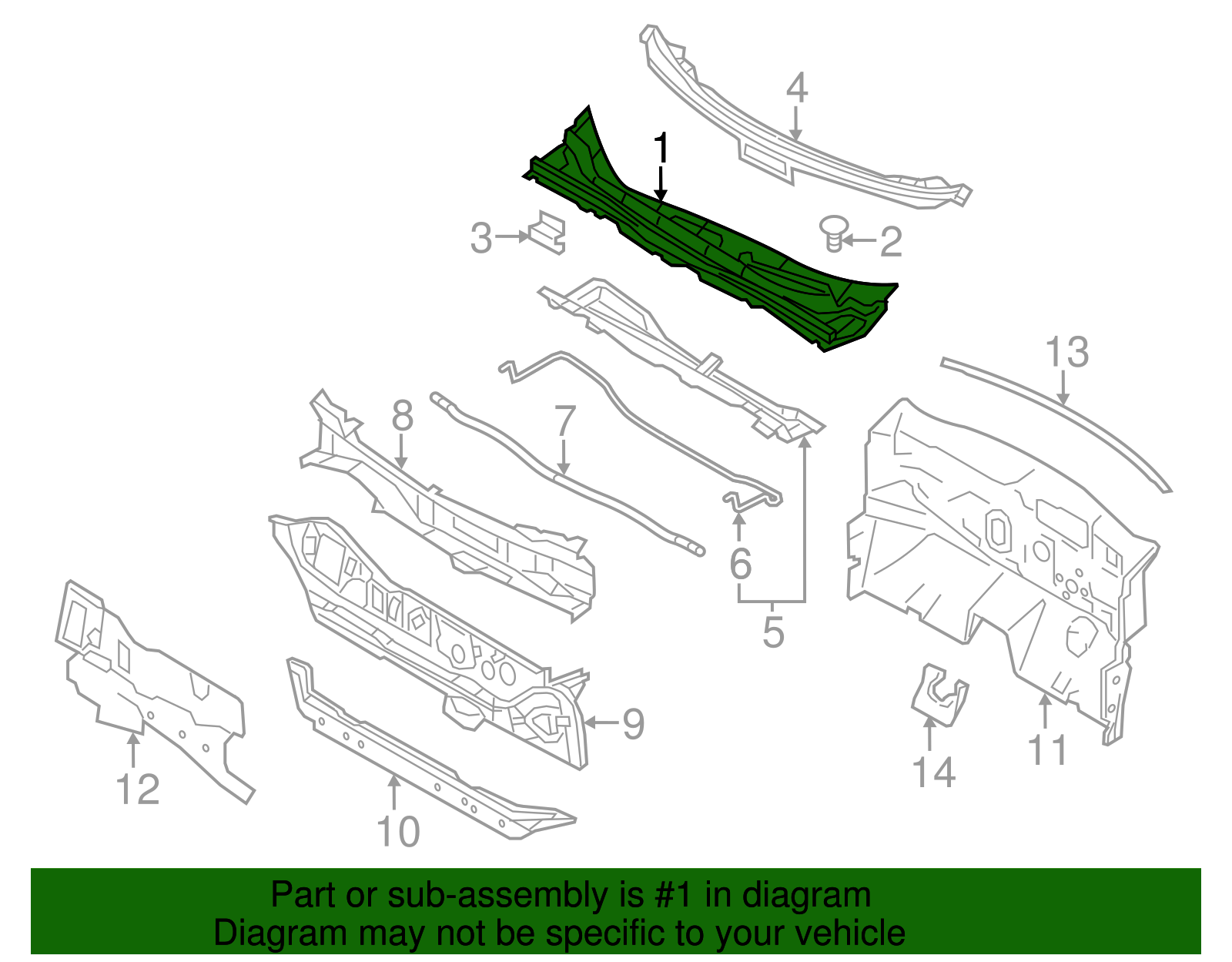 2018-2019 Nissan LEAF Cowl Grille 66862-5SA0A | Temecula Nissan Parts