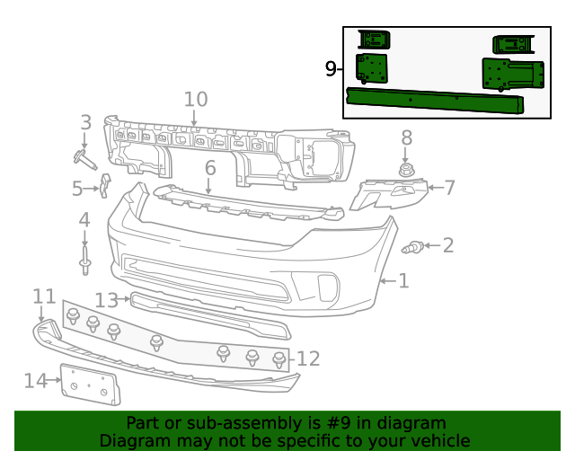 2013-2020 Ram Beam, Front Bumper 68196999AB | TascaParts.com