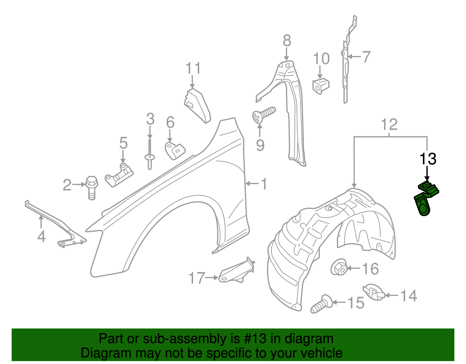 2009-2017 Audi Fender Liner Retainer Clip 8K0-821-989-A | TascaParts.com