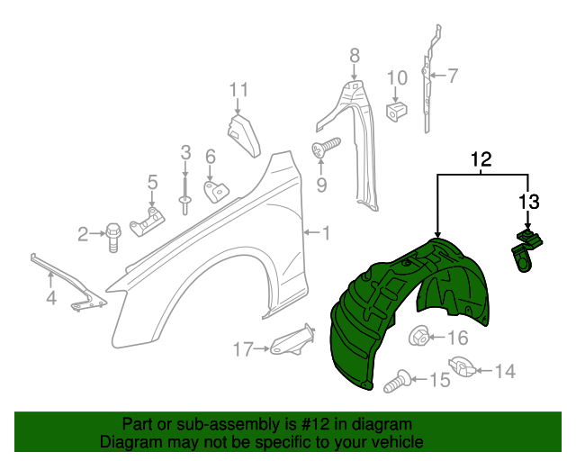 2013-2016 Audi Fender Liner 8K0-821-171-P | Genuine Audi Parts