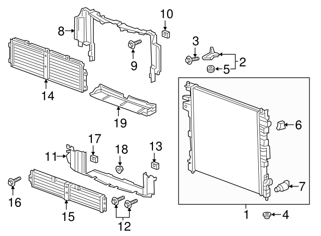 2018-2019 Buick Enclave Lower Radiator Air Baffle 84342312 GM ...