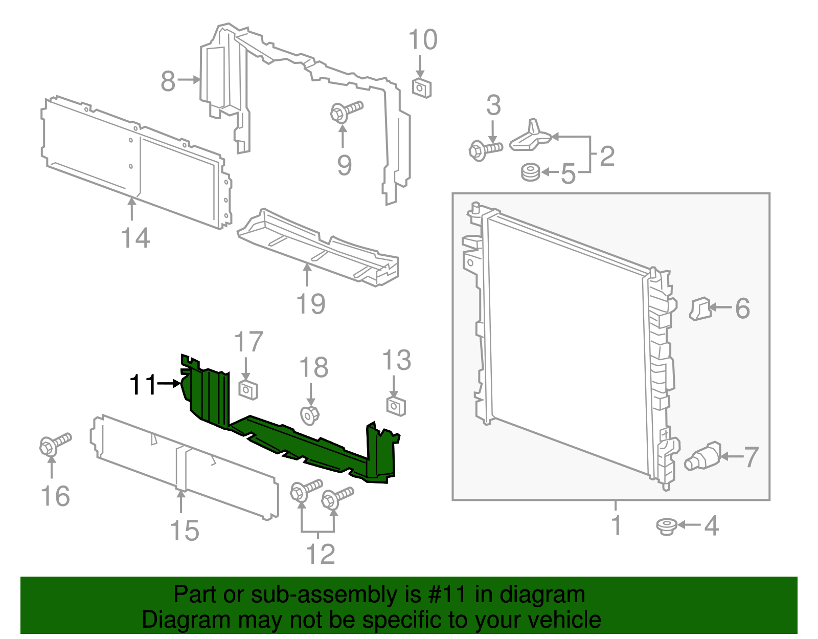2018-2019 Buick Enclave Lower Radiator Air Baffle 84342312 GM ...