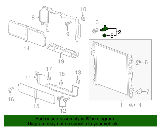 2018-2020 Buick Enclave Radiator Upper Bracket - Passenger Side (RH ...
