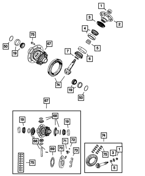 Front Axle; Housing, Differential and Vent for 2019 Jeep Wrangler ...