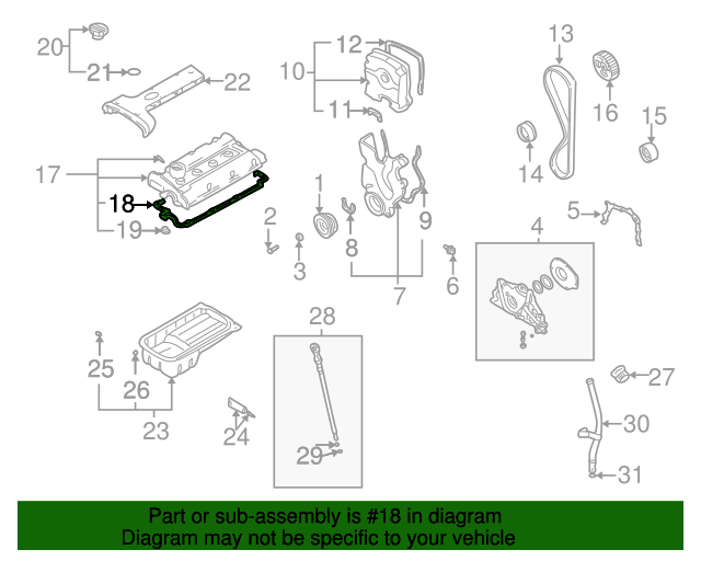 2003-2004 Hyundai Valve Cover Gasket 22441-23762 | OEM Parts Online