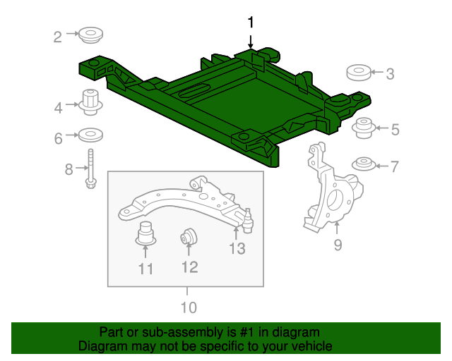 2012-2015 Chevrolet Front Engine Cradle with Nuts 22950171 | TascaParts.com