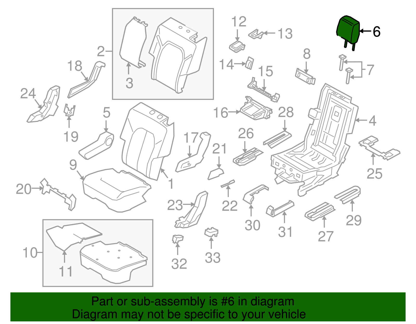 2021-2024 Ford Expedition Headrest LL1Z-78611A08-EB | QuirkParts
