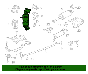18160-R1A-A00 - Catalytic Converter 2012 Honda Civic | Honda Parts Online
