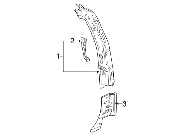 2014-2019 GM Driver Side Inner Lock Pillar Panel with Extension, Plate ...