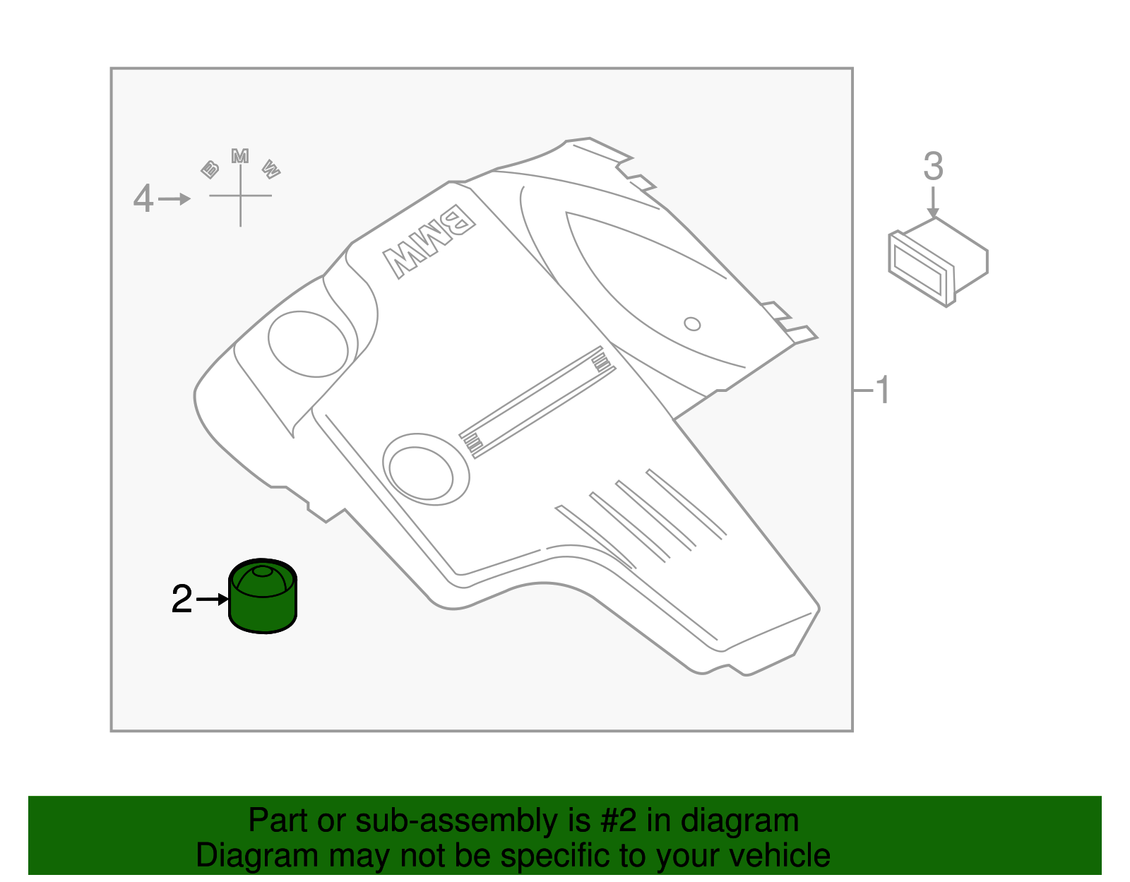 11147799108 - 2014-2025 BMW Engine Cover Insulator (11-14-7-799-108 ...