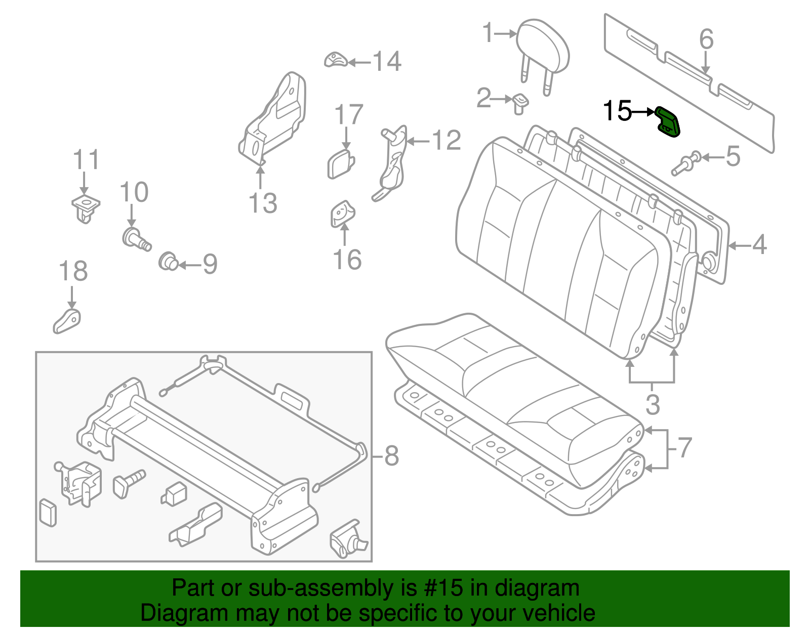 1999-2002 Nissan Quest Recline Lever 89418-7B001 | Nissan Parts Central