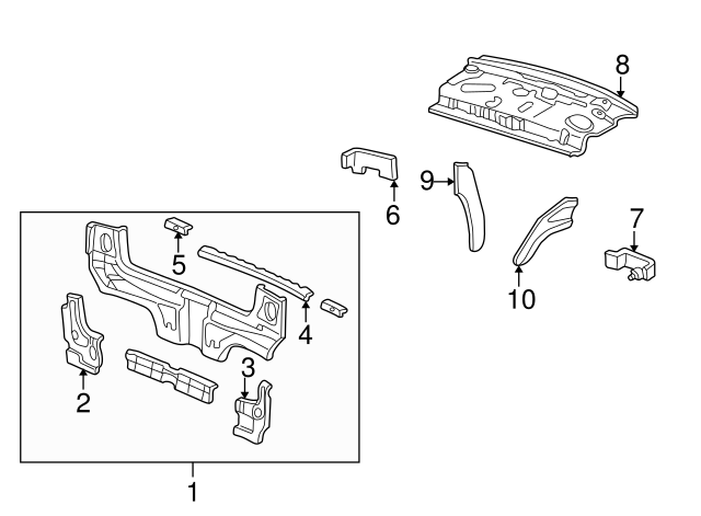 66114-S04-300ZZ - Stiffener, R Rear Panel Side - 1996-2000 Honda Civic ...