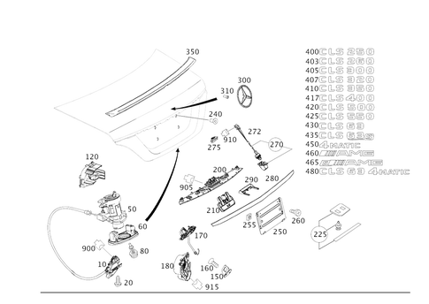 Rear Lid Latch-Type Lock, Rear Lid Attachment Parts for 2018 Mercedes ...
