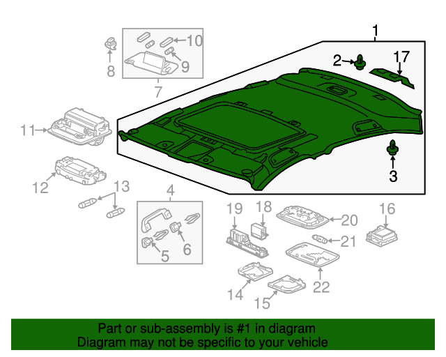 83200-T3L-A52ZA - Lining Assembly, Roof *YR449L* (Sunroof) (Cashmere ...