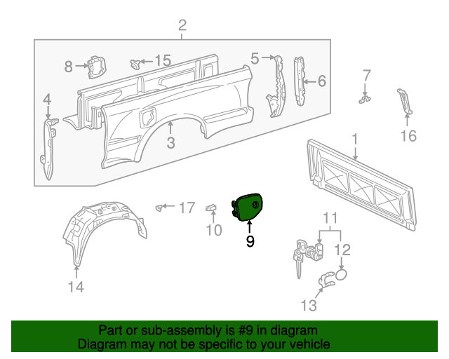 2001-2004 Toyota Tacoma Fuel Filler Door 77305-04040 | OEM Parts Online