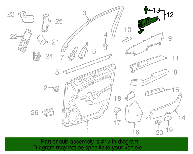 166-760-06-61 - Interior Door Handle 2012-2019 Mercedes-Benz ...