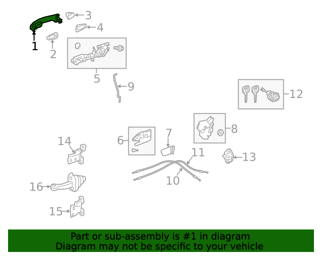 69211-0R080-B1 - Handle, Outside - 2019-2020 Toyota RAV4 | OEM Genuine ...