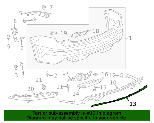 2020-2024 Cadillac XT6 Silver Rear Bumper Fascia Molding 84673841 ...