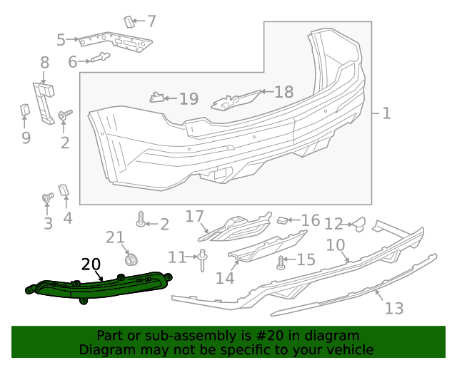 2020-2024 Cadillac XT6 Rear Passenger Side Fascia Auxiliary Signal Lamp ...