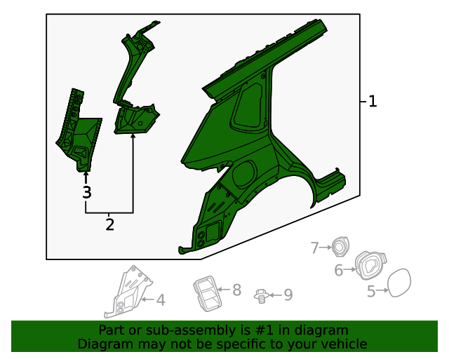 2021 Nissan Rogue Quarter Panel Assembly G8100-6RAMA | TascaParts.com