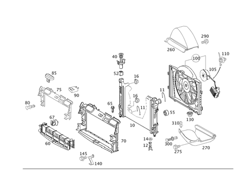 Radiator, Mounting, and Covering for 2006 Mercedes-Benz C350 | MB Parts ...