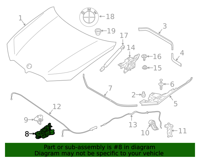 51237485957 - 2018-2022 BMW Hood Latch (51-23-7-485-957) | BMW of South ...