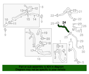 7P6-121-157-D - Engine Coolant Hose 2013-2016 Volkswagen Touareg ...