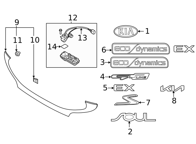 2020-2024 Kia Soul Tail Gate Molding 87310-K0000 | TascaParts.com