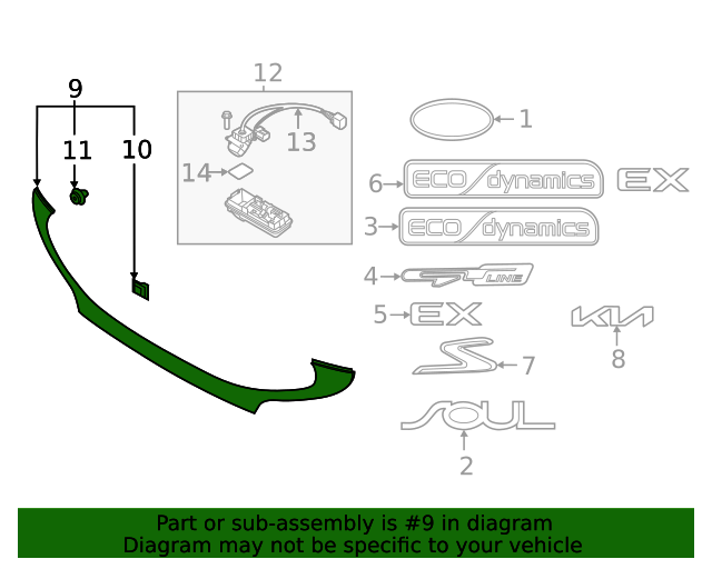 2020-2024 Kia Soul Tail Gate Molding 87310-K0000 | TascaParts.com