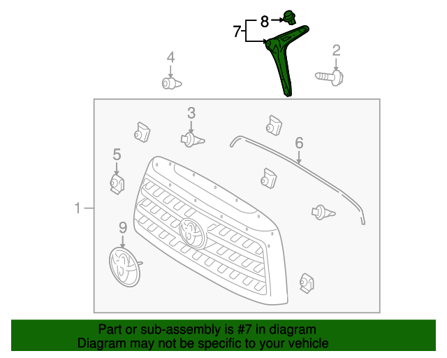 Genuine Toyota Grille Bracket (Left, Lower) part# 53118-0C030 for 2008 ...