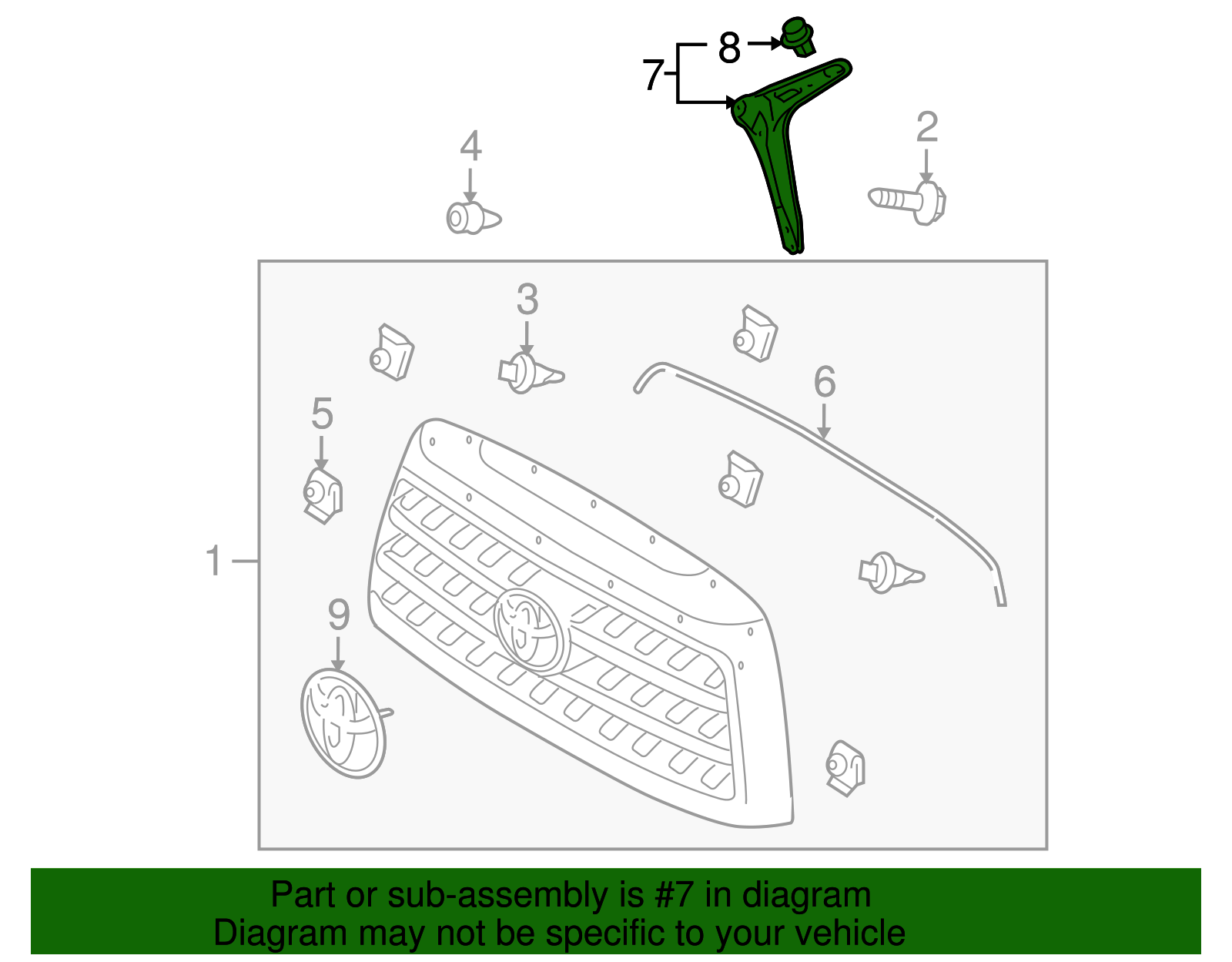 Genuine Toyota Grille Bracket (Right, Lower) part# 53117-0C030 for 2008 ...