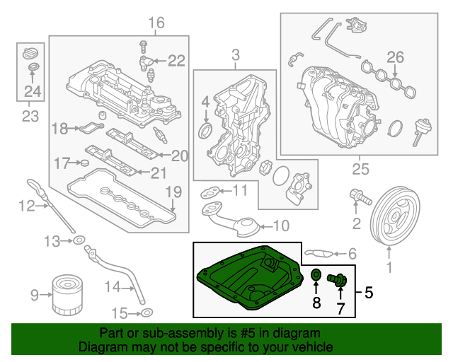 Genuine Oil Pan for 2012-2019 Hyundai | Part# 21510-2B040 | Hyundai OEM ...