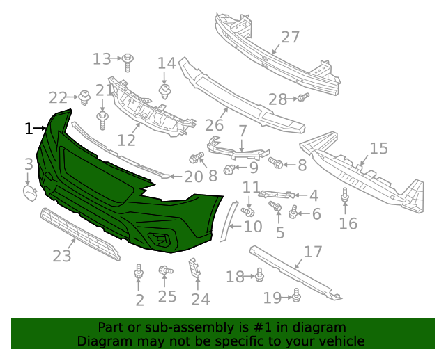 2020-2022 Subaru Outback Bumper Cover 57704AN01A | Subaru Parts Pro