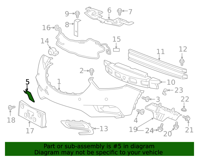 2017-2021 Buick Encore Primed Front Bumper Fascia Tow Eye Access Hole ...