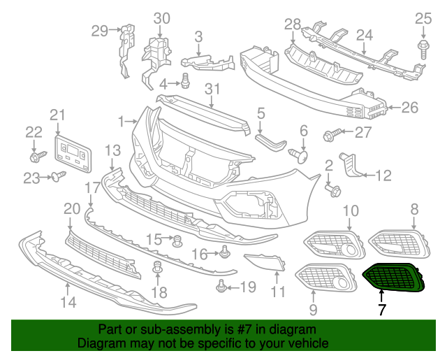 71103-TGG-A00 - Filler Cover 2017-2019 Honda Civic | Honda Parts Online
