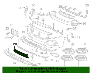 71107-TGG-A50 - Mesh Front Bumper (Lower) - 2017-2019 Honda Civic ...