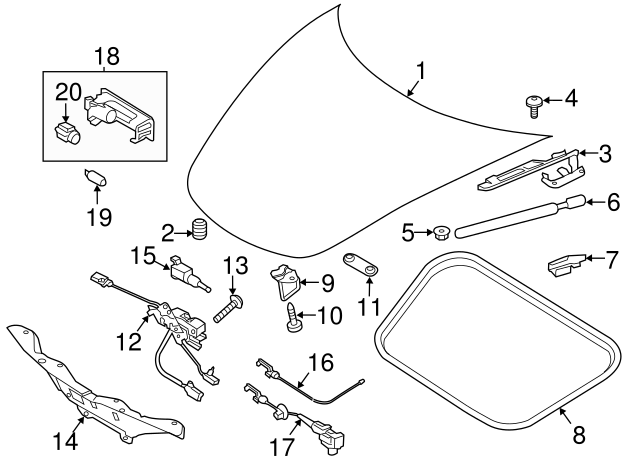 2012-2020 Porsche Hood Hinge 991-511-151-03 | OEM Parts Online