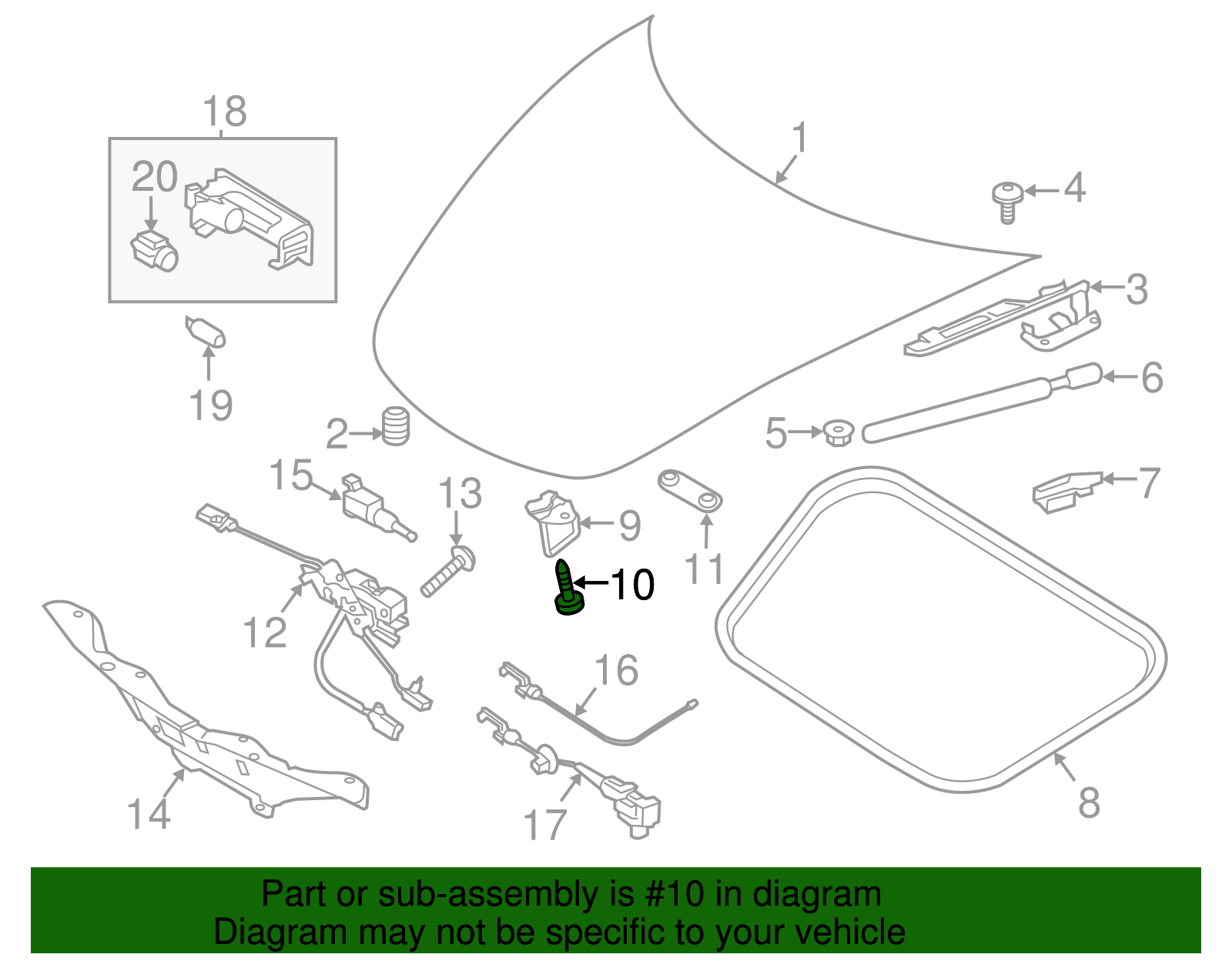 2012-2024 Porsche Convertible Top Stowage Compartment Lid Striker Bolt ...