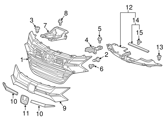 2016-2018 Honda HR-V Beam, R Front Grille Side (Upper) 71151-T7J-H00 ...