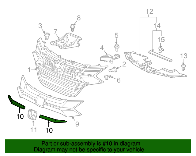 2016-2018 Honda HR-V Bar, R Front Grille Molding 71123-T7A-000 | OEM ...