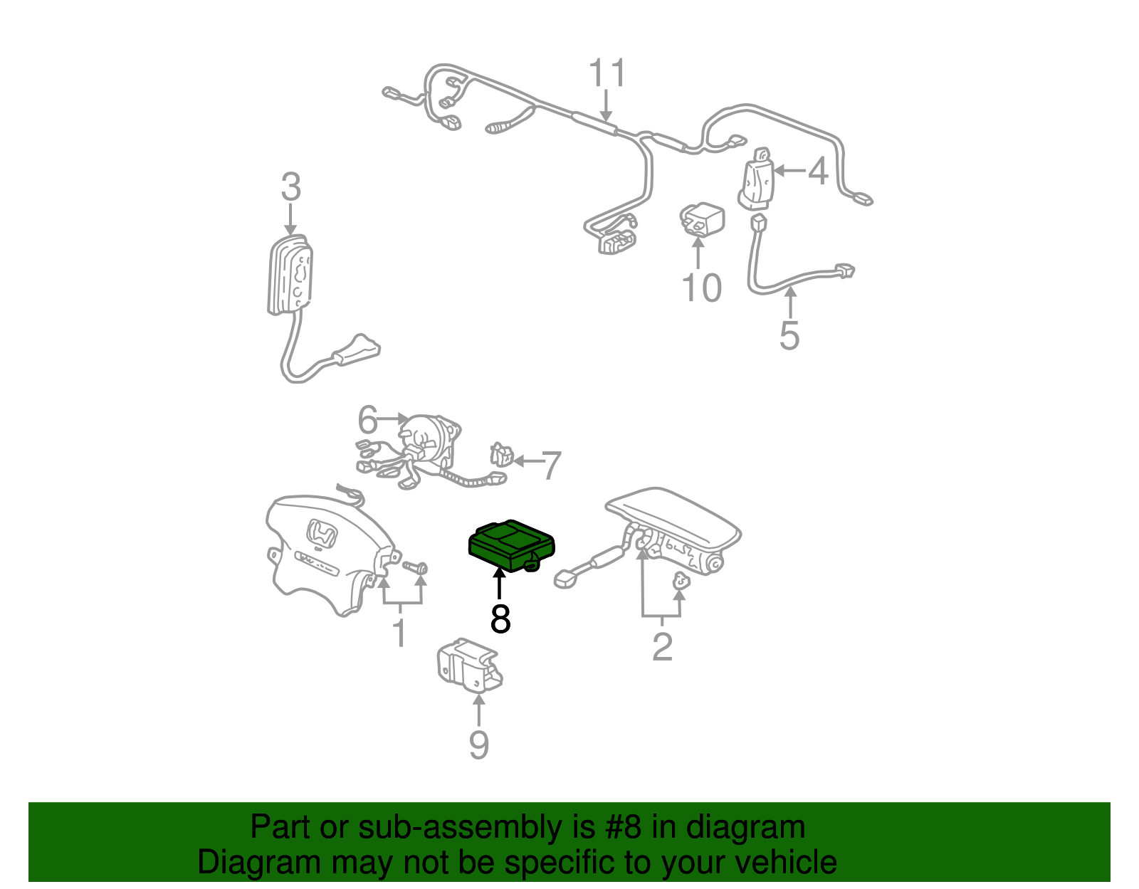 77960-S0X-305 - 2002-2003 Honda Odyssey - Unit Assembly SRS | Honda Parts Cheap