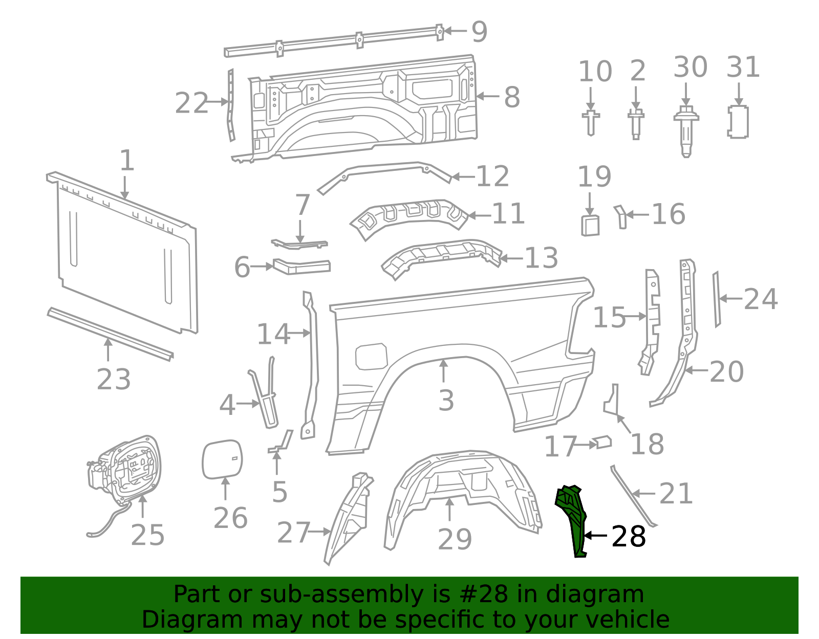 68365746AA - Wheelhouse Shield Left - 2019 2020 Ram 1500 | Mopar Parts ...