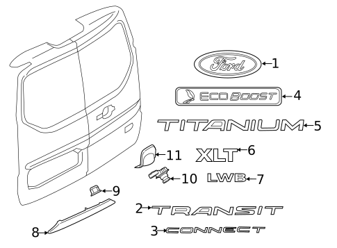 Exterior Trim - Back Door for 2015 Ford Transit Connect | Direct ...