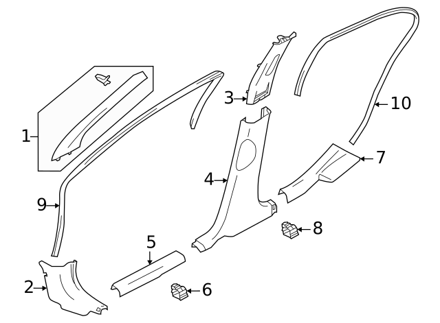 2020-2021 Nissan Versa Windshield Pillar Trim 76911-5EF1A | TascaParts.com