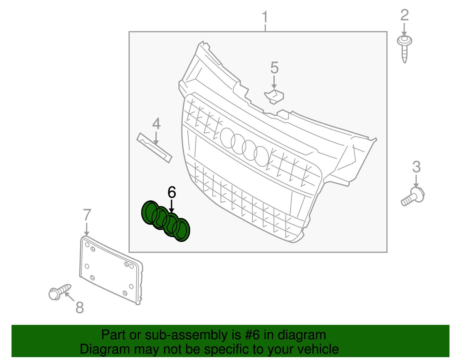 2008-2025 Audi Grille Emblem 8T0-853-605-2ZZ | TascaParts.com