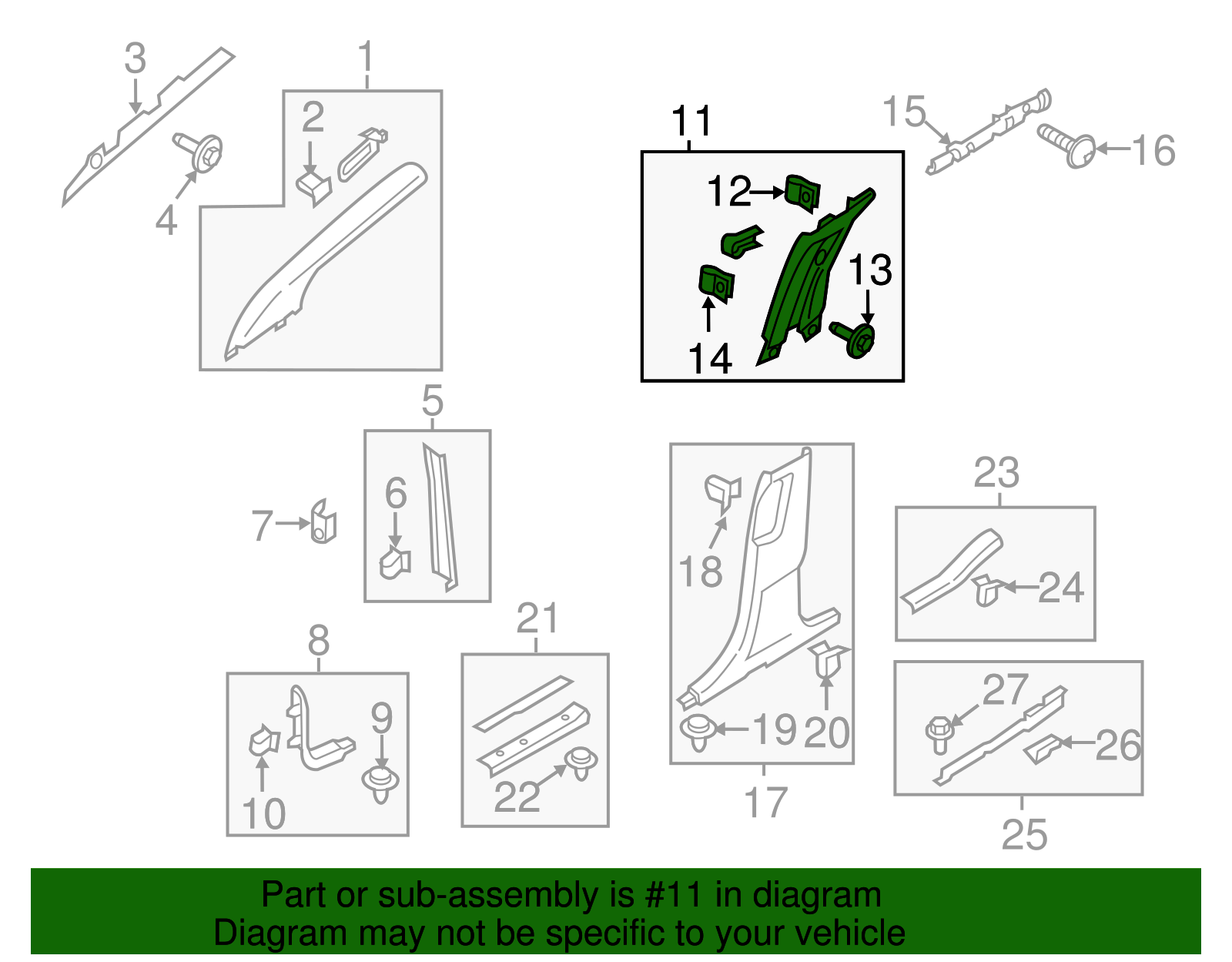 FT4Z-5824356-AD - Upper Center Pillar Trim 2015-2024 Ford Edge | Ford ...