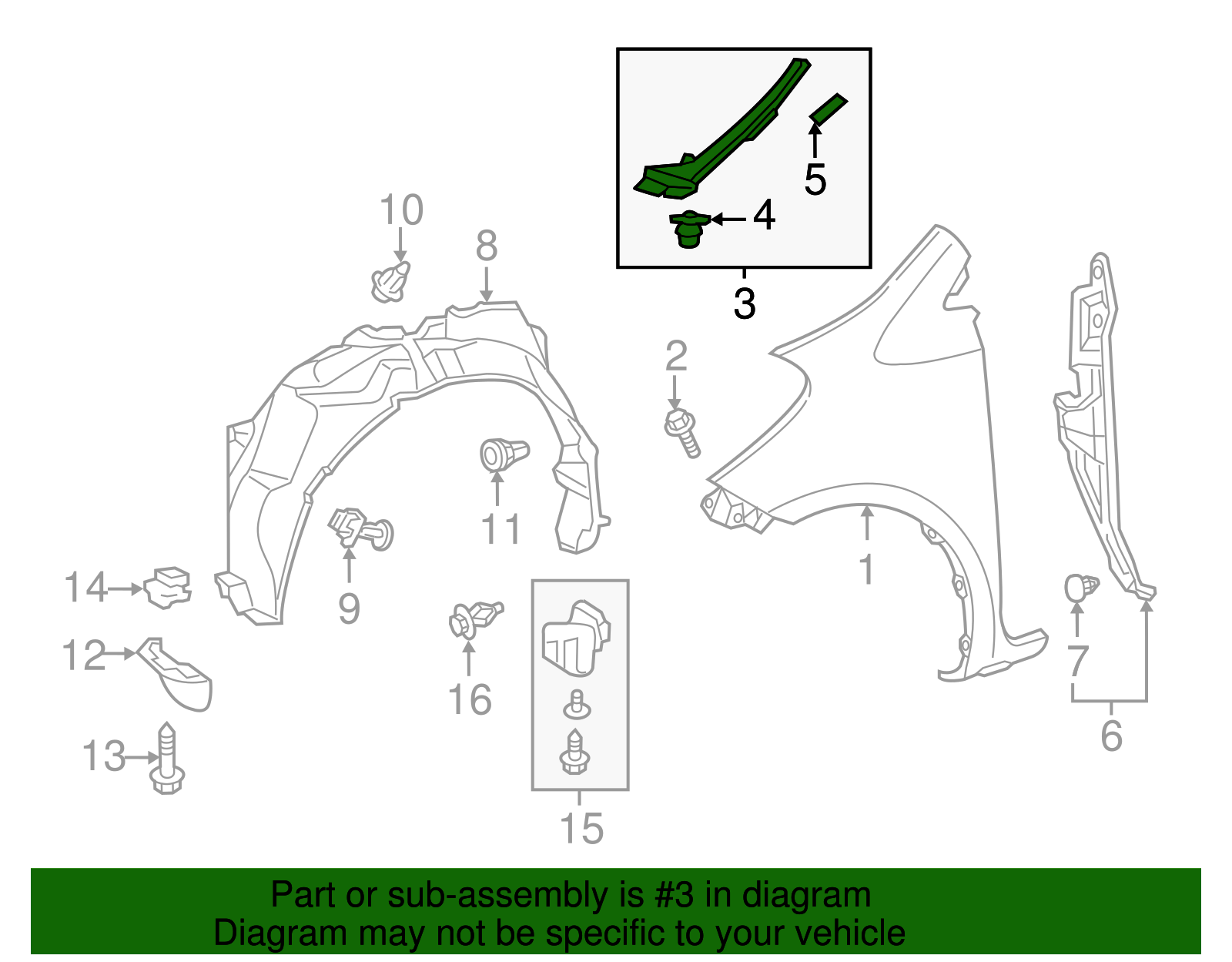 53867-74010 - Seal Front Fender To C 2012-2015 Scion iQ | Longo Toyota ...