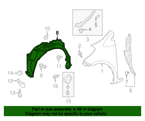 2012-2015 Scion iQ Fender Liner - PASSENGER SIDE 53805-74010 | Toyota ...