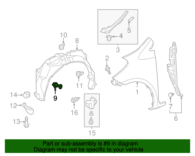 Fender Liner Retainer - Toyota (53879-0R010) | Toyota Parts